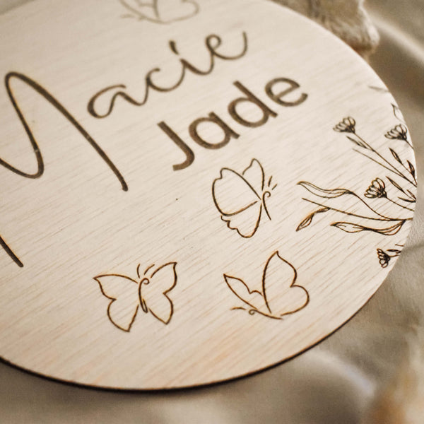 Round Name Plaque | Custom Made | Wooden Baby Keepsakes | Australia ...
