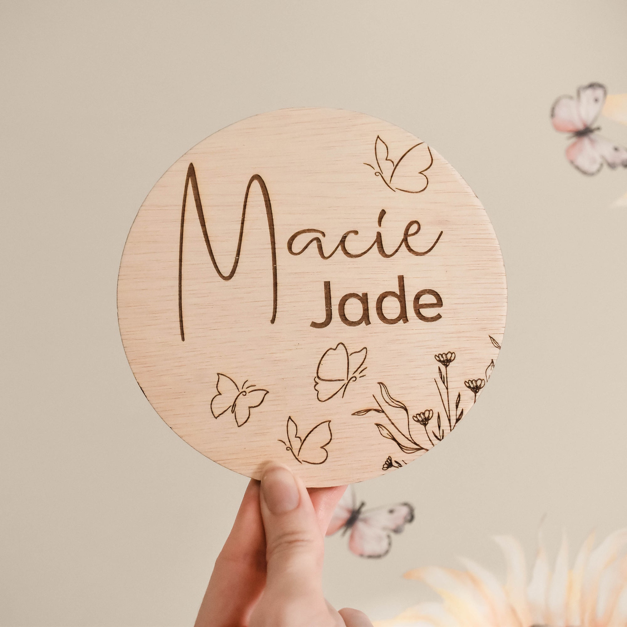 Round Name Plaque | Custom Made | Wooden Baby Keepsakes | Australia ...