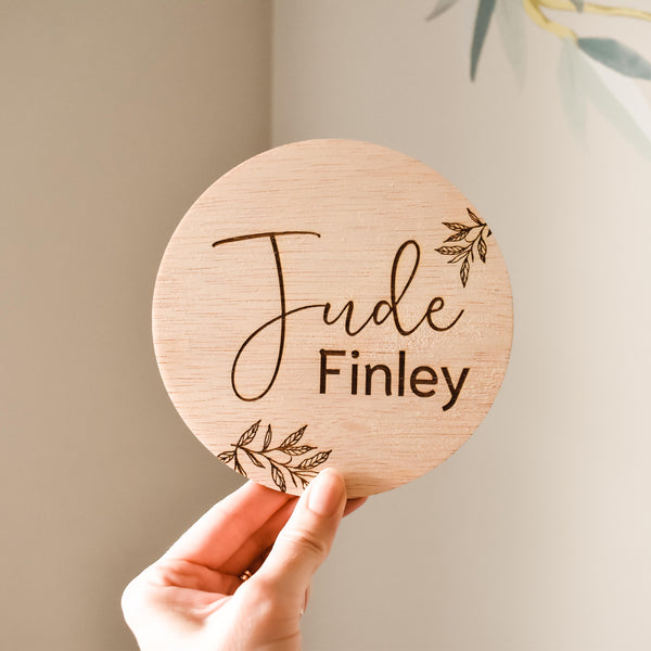 Round Name Plaque | Custom Made | Wooden Baby Keepsakes | Australia ...