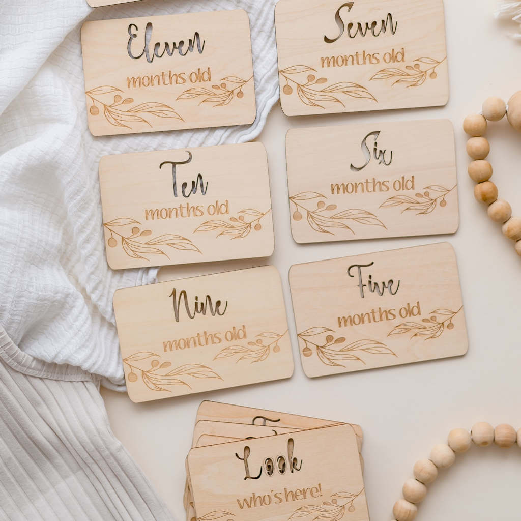 Timber Monthly Milestone Cards | Olive Leaf | Baby Photography ...