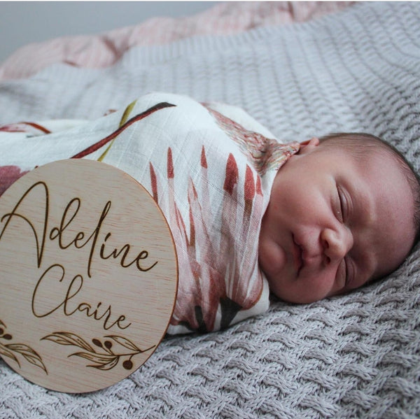 Round Name Plaque | Custom Made | Wooden Baby Keepsakes | Australia ...