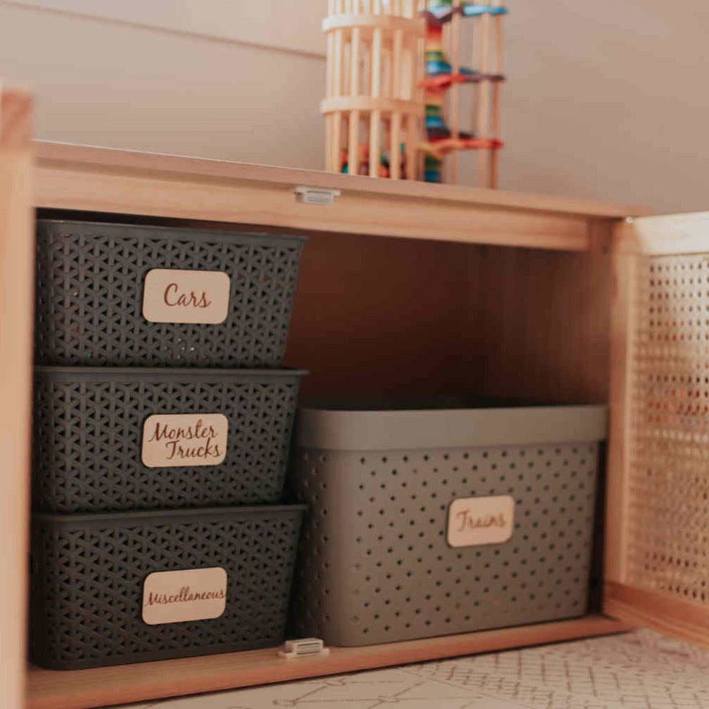 Toy Box Labels | Wooden Kids Decor | Honeycomb Living - honeycombliving