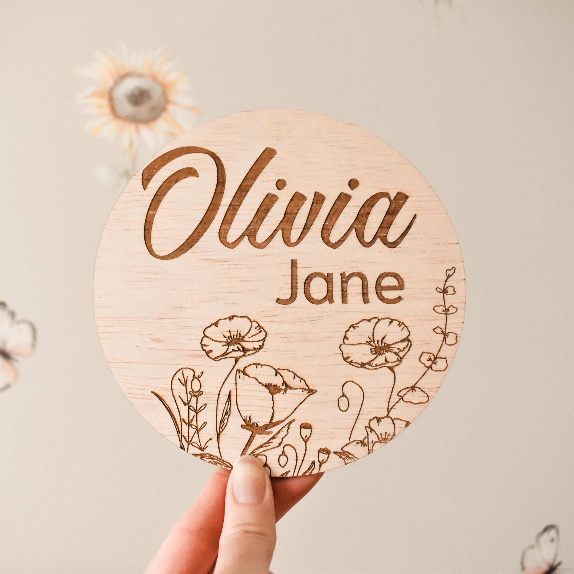 Round Name Plaque | Custom Made | Wooden Baby Keepsakes | Australia ...